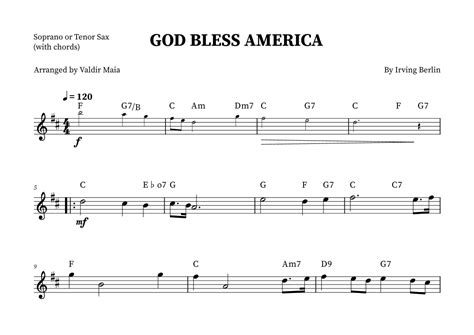 God Bless America ® Arr Valdir Maia Sheet Music Celine Dion