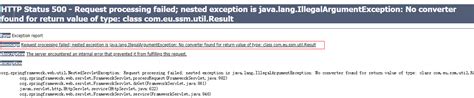 java lang illegalargumentexception no converter found for return value