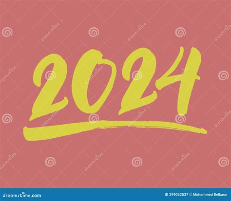 2024 Happy New Year Abstract Pink And Yellow Graphic Design Vector