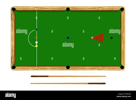Flat Cartoon Snooker Table Billiard Ball Set Brown Wooden Table And