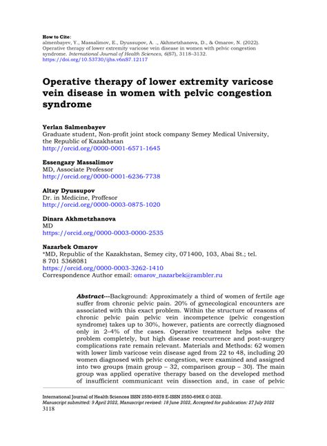 Pdf Operative Therapy Of Lower Extremity Varicose Vein Disease In