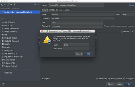 password authentication failed for user