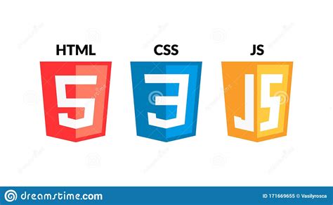 html5 css3 js icon set web development logo icon set of html css and