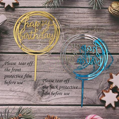 Gold Cake Topper Acrylic Cake Topper Happy Birthday Cake Topper Cake