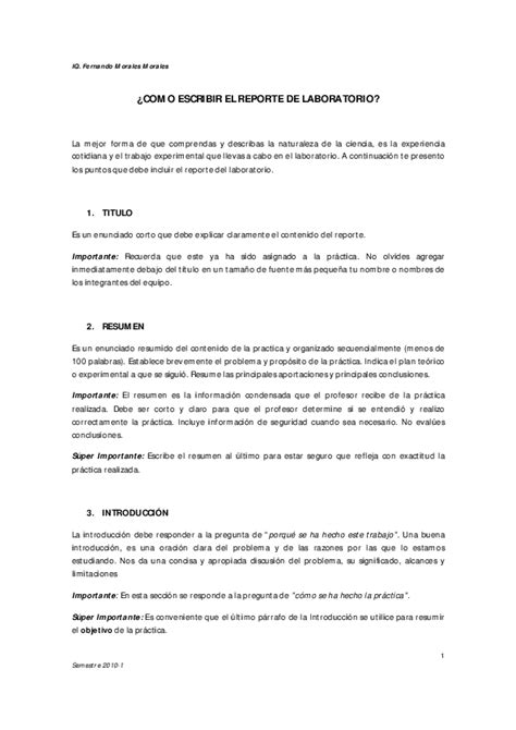 Pdf Como Escribir El Reporte De Laboratorio Biologia Grupo1