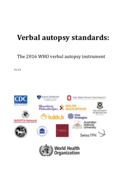 Verbal Autopsy Standards The 2016 Who Verbal Autopsy Instrument