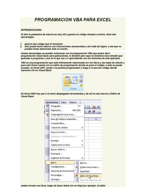 programacion vba para excel pdf macro informática