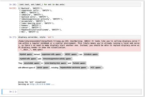 python scispacy for biomedical named entitiy recognition