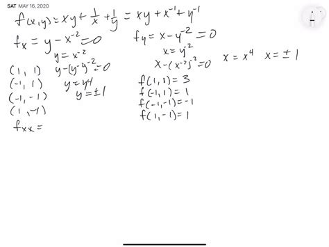 Solved Find The Local Maximum And Minimum Values And Saddle Point S Of