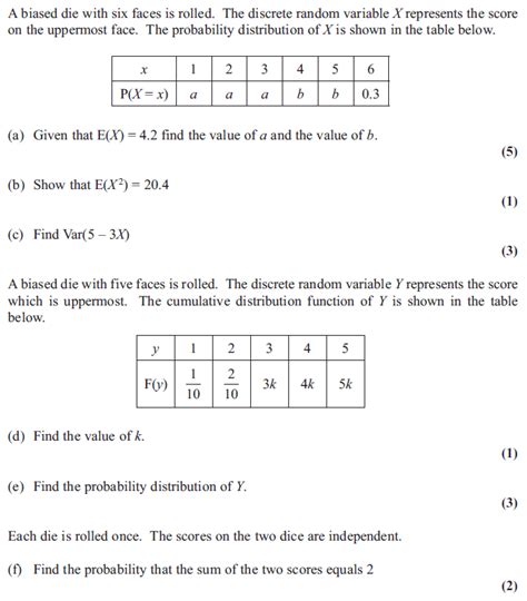 exam questions discrete random variables examsolutions