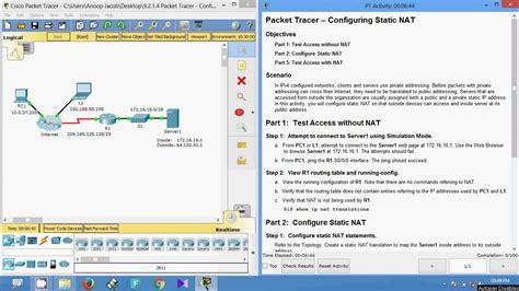 9 2 1 4 packet tracer configuring static nat youtube