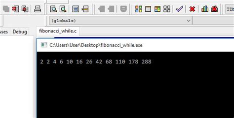 fibonacci series using while loop in c programming