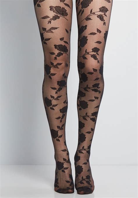 Throwing Roses Floral Tights Floral Tights Sheer Black Tights