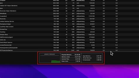 how to check mac memory usage