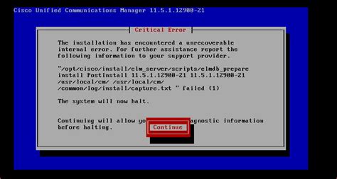 cucm v11 5 critical error the installation has encountered a