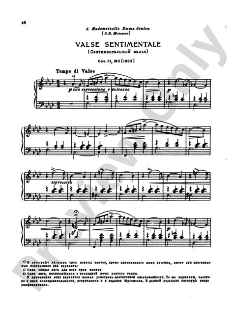 Tchaikovsky Collection Ii 6 Piano Pieces Sentimental Waltz In F