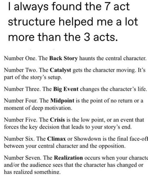 7 Act Story Structure Writing Motivation Writing Advice Creative
