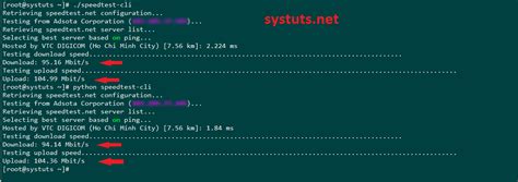 hướng dẫn test tốc độ mạng trên centos 7 bằng speedtest cli