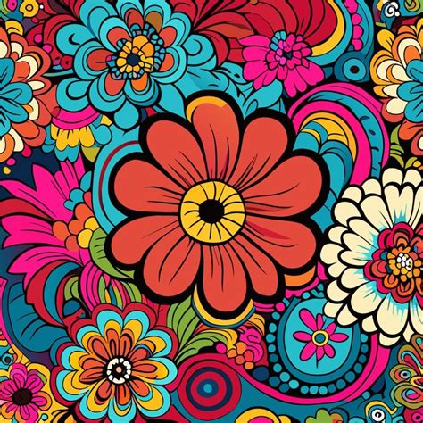 Patrón De Flores Dibujado A Mano Vector Premium