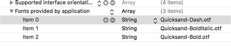 swift custom font seen in interface builder but not in code in ios