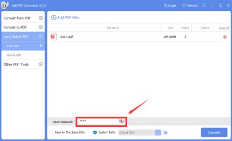 encrypt pdf password