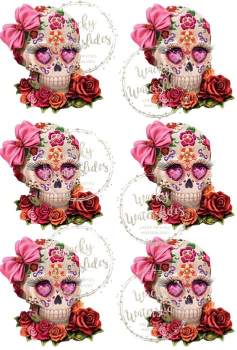 Printed Clear Rose Skull Waterslide For Tumblers Skull Etsy