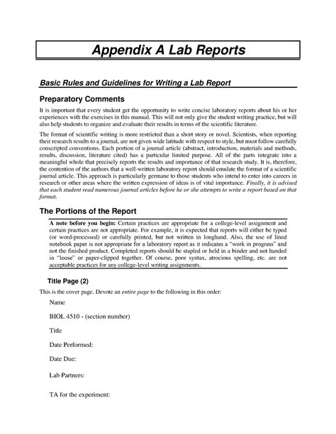 lab reports appendix a basic rules and guidelines for writing a lab