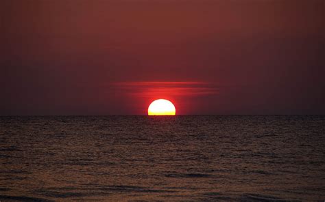Wallpaper Sunset Sea Water Sunrise Calm Evening Sun Horizon