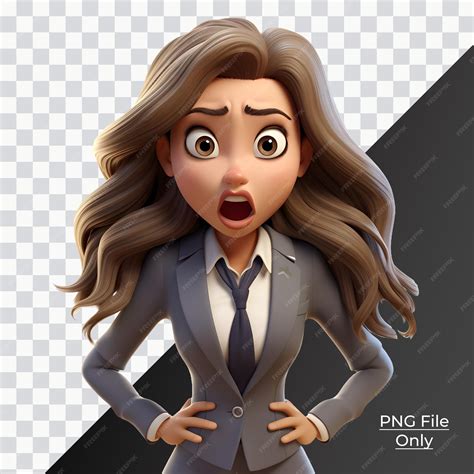 Premium Psd 3d Character Business Woman Reaction