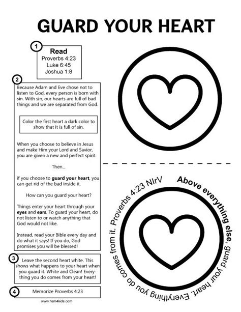 Guard Your Heart Worksheet And Lesson Easy To Download And Print For