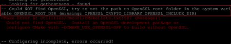 could not find openssl try to set the path to openssl root folder
