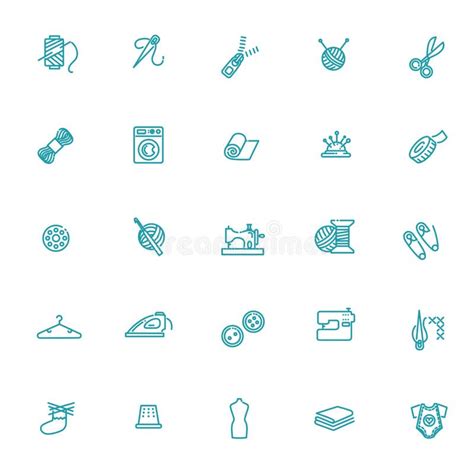 Sewing Equipment And Needlework Icons Set Stock Vector Illustration