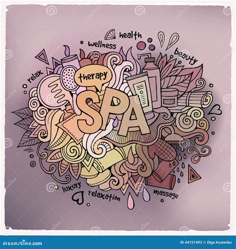 Spa Hand Lettering And Doodles Elements Background Stock Vector