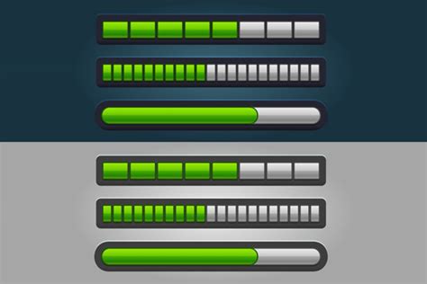 green progress bar set 5 100 pre designed illustrator graphics