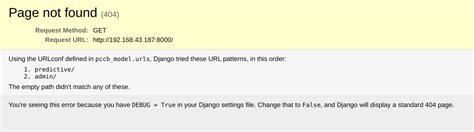 python django routing the empty path did not match any of these