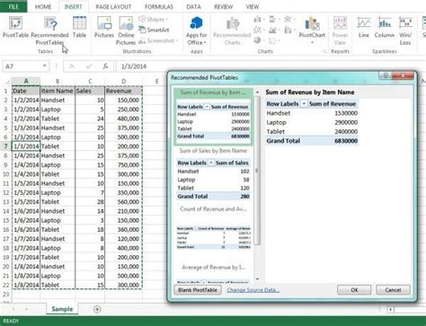 recommended pivot tables pivot table guided writing