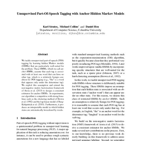 unsupervised part of speech tagging with anchor hidden markov models