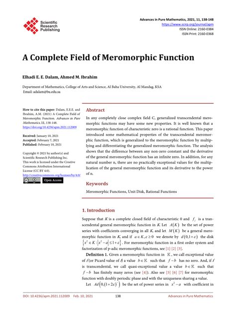 pdf a complete field of meromorphic function