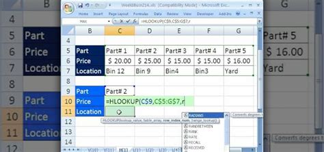 how to retrieve multiple values from a horizontal excel table