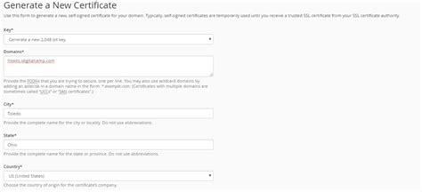 generating a self signed ssl certificate using cpanel and