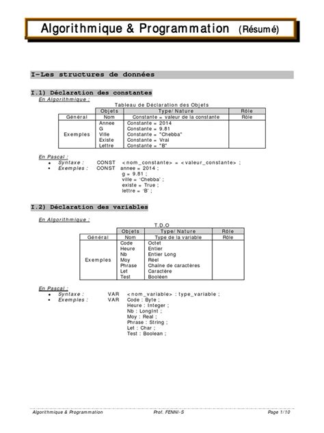 algorithmique programmation résumé 4math structure de contrôle