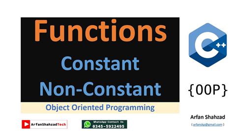 oop 09 constant non constant functions by arfan shahzad youtube