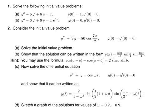 solve the following initial value problems a y