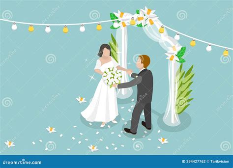 3d Isometric Flat Vector Illustration Of Wedding Stock Vector