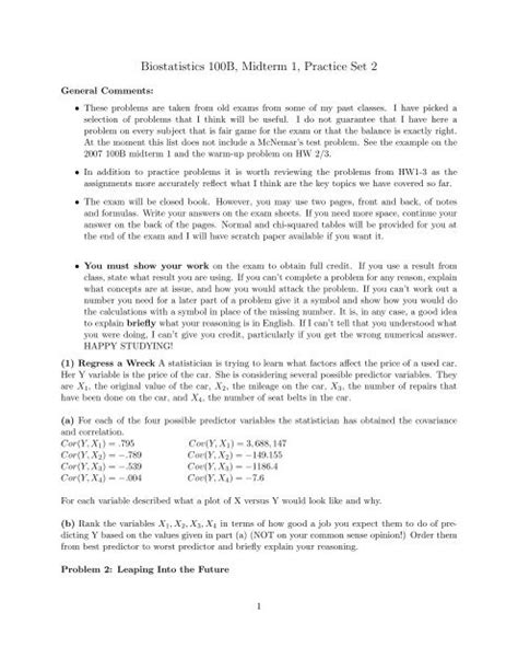 biostatistics 100b midterm 1 practice set 2 ucla biostatistics