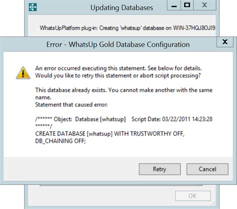 remotedbconfig gives error this database already exists when trying