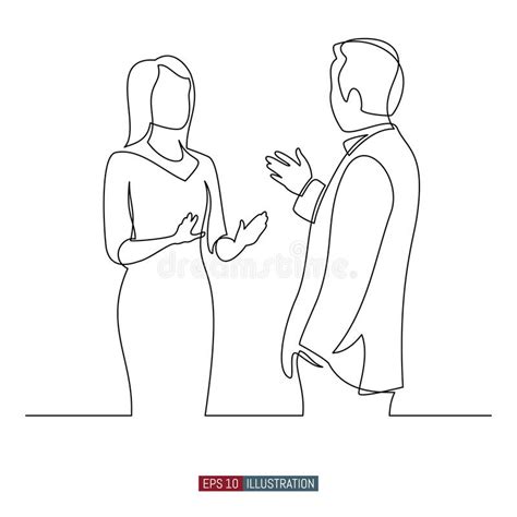 Continuous Line Drawing Of Man And Woman Dialog Template For Your