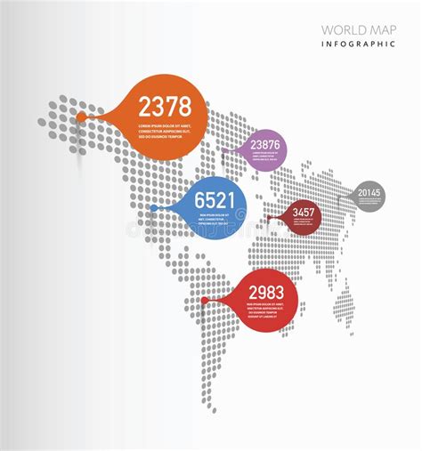 Vector World Map Infographic Template With Pointers Illustration