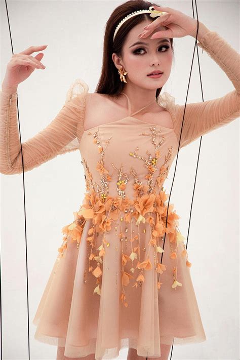 Canary Fit And Flare Flower Applique Mesh Mini Dress Mean Blvd