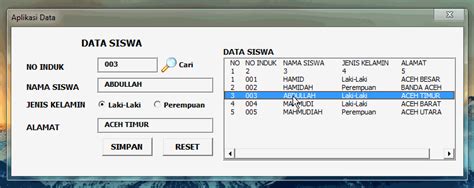 smp salafiyah darul falah tampikan data dari listbox ke